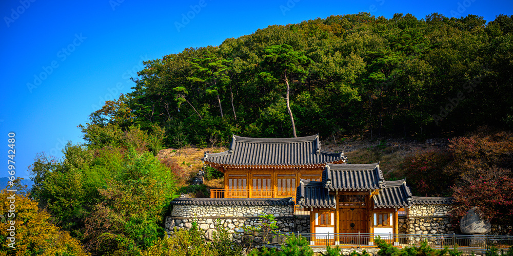 Daegu City autumn landscape at the Arch Mountain with the traditional ...