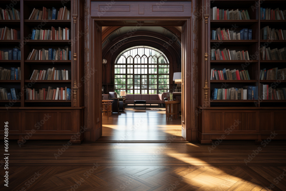 A library with an open door, welcoming all to embark on the journey of ...