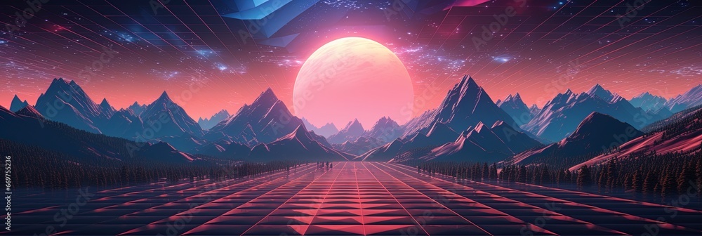 Retro futuristic retro 80s neon trendy synthwave vaporwave concept ...