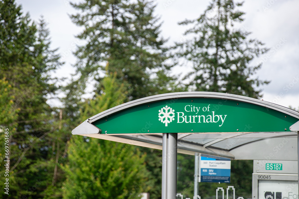 Burnaby, CANADA - Jun 21 2023 : City of Burnaby logo printed on a bus ...