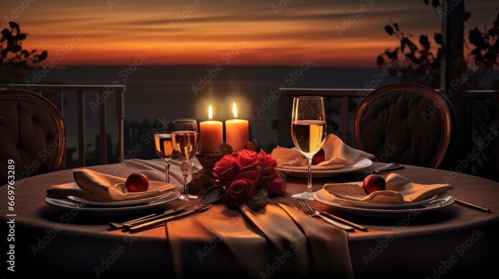 Luxury Romantic Candlelight Dinner Table Set , Background Image ...