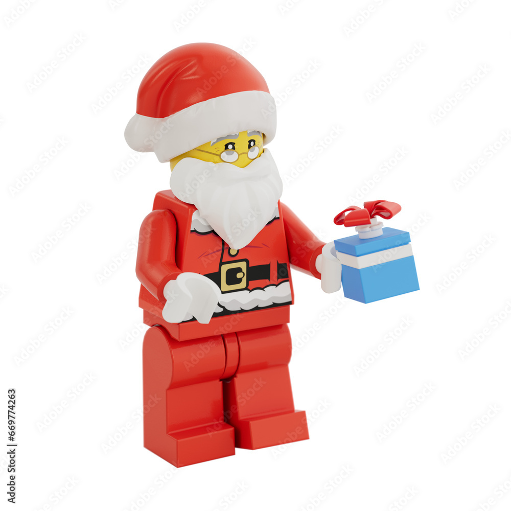 Santa Claus Lego toy figure with gift - transparent PNG Stock Photo ...