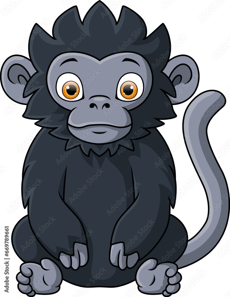 Cute monkey cartoon on white background Stock Vector | Adobe Stock