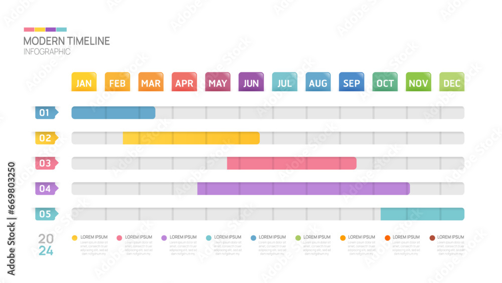 Gantt chart timeline infographic template. Modern milestone element ...