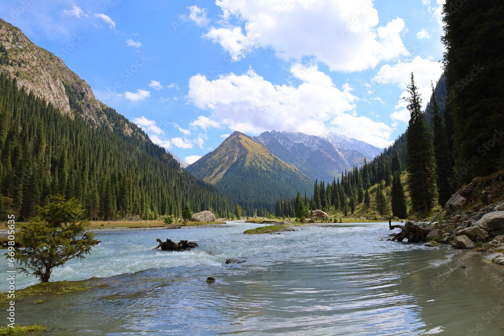 Eighth stage of Ak-Suu Traverse trek from Ala-kol lake to Karakol Gorge ...