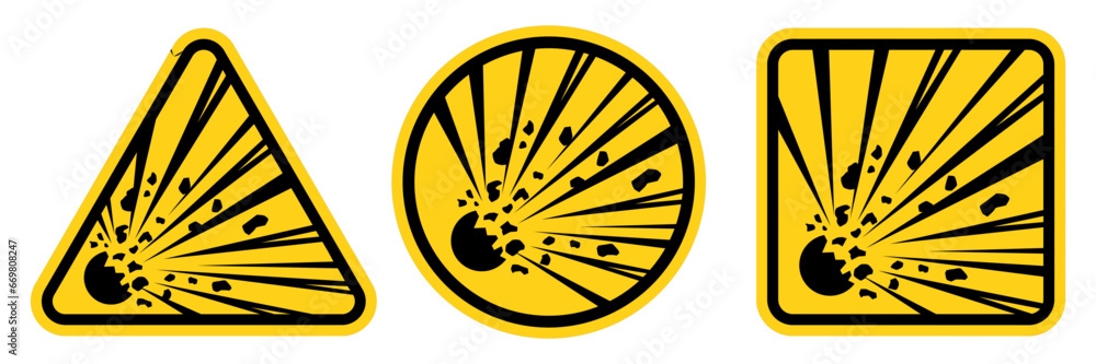 Poster Danger explosive hazard symbol safety sign isolated on white ...