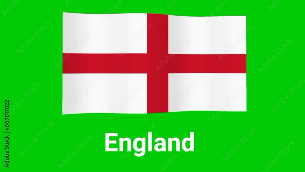 England flag is waving 3D animation. UK flag waving in the wind ...