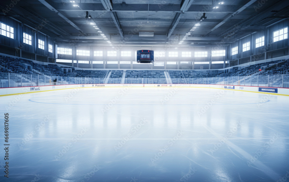 Big Ice Hockey Rink with Beautiful Lightning System Isolated on ...