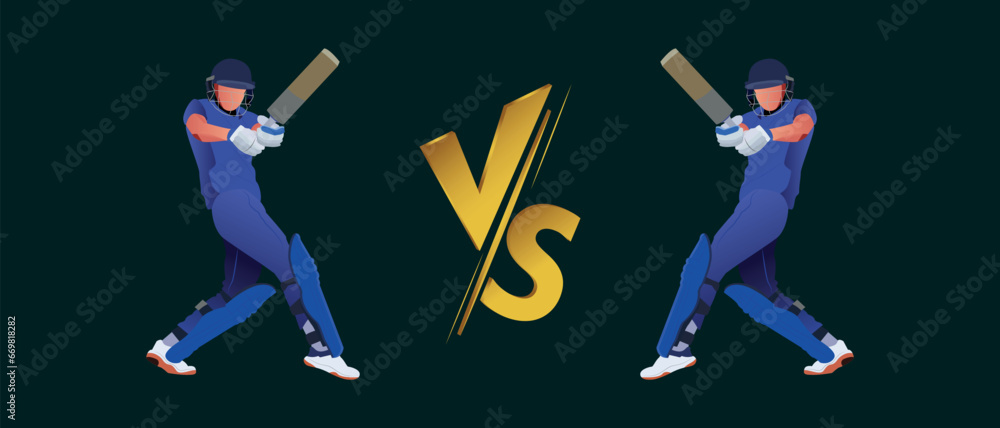 illustration of batsman and batsman player on cricket championship ...