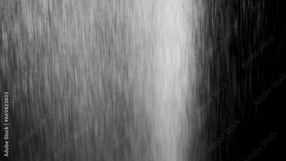 Falling raindrops footage animation in slow motion on dark black ...