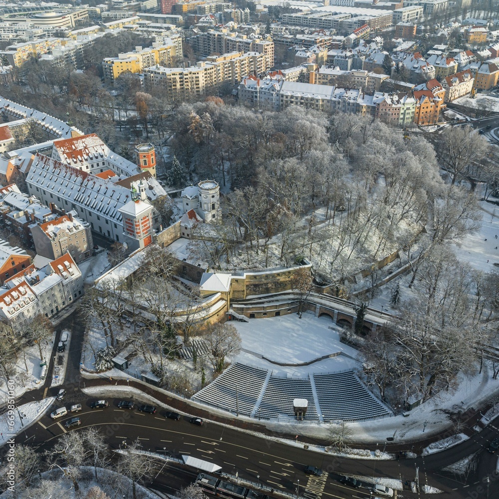 Augsburg im Winter - Rotes Tor, Wassertürme, Freilichtbühne ...