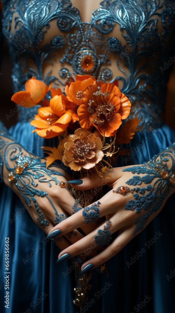 Wallpaper of Traditional Henna Patterns Adorning Hands and Feet ...