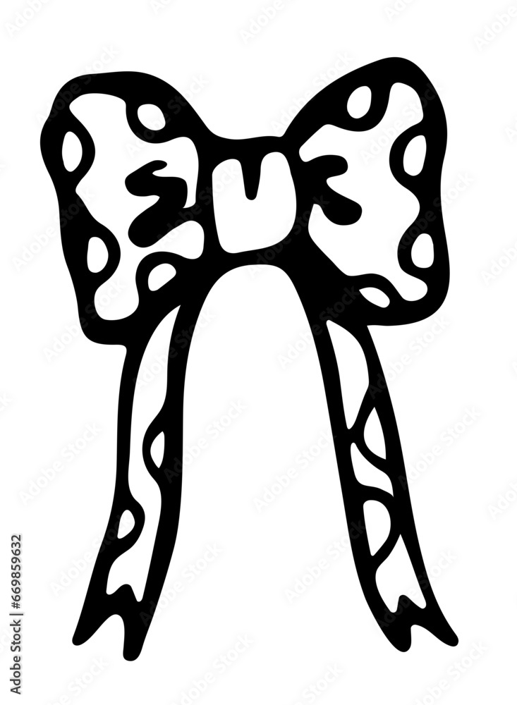Outline bow logo. Black hand drawn doodle sketch. Line art. Black ...