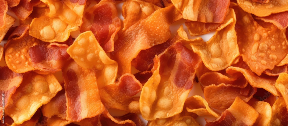 Bacon flavored snacks with textured patterns Stock Photo | Adobe Stock