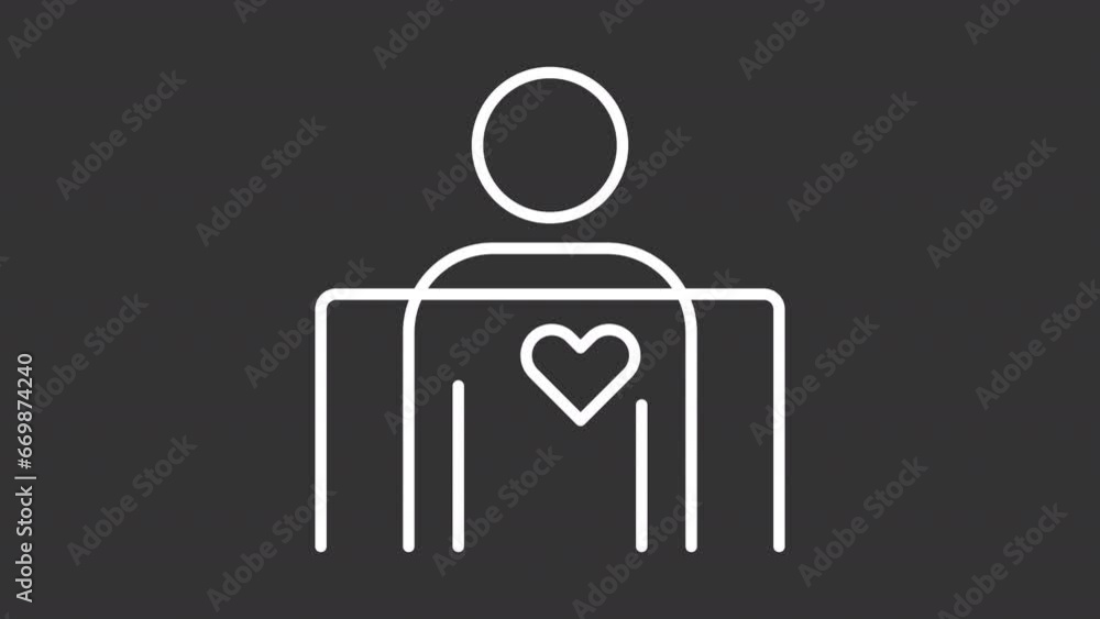 2D white simple thin line animation of angiography, HD video with ...