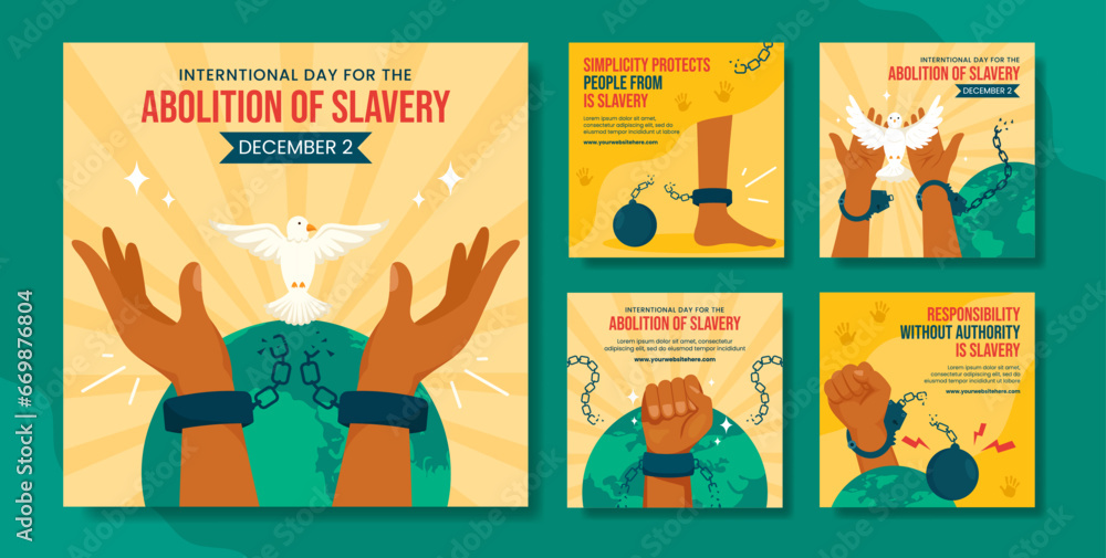 Poster Abolition of Slavery Social Media Post Flat Cartoon Hand Drawn ...