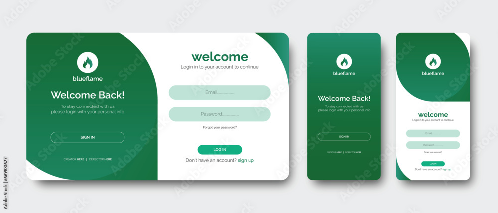 set of vector illustrator sign in forms. registration for login page ...