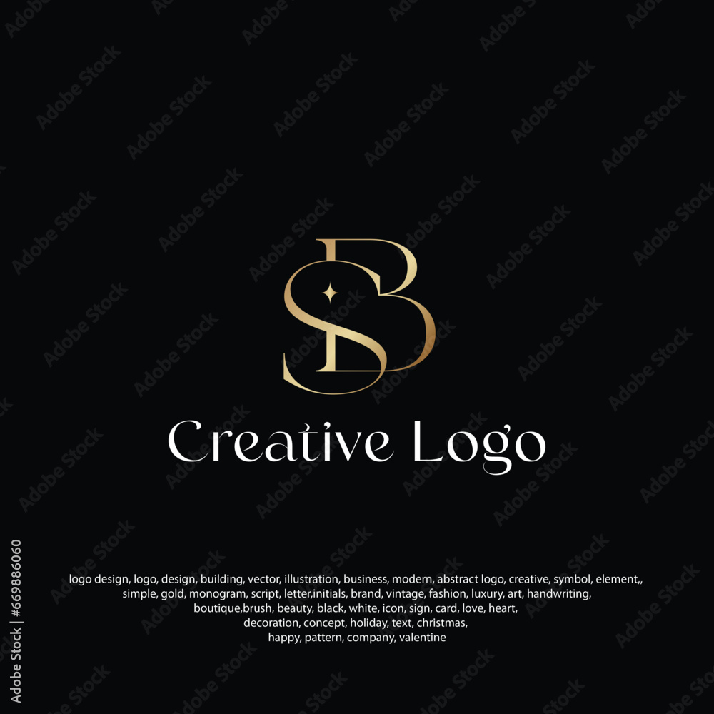 SB luxury logo or BS logo, SB icon, BS logo, modern logo, golden ...