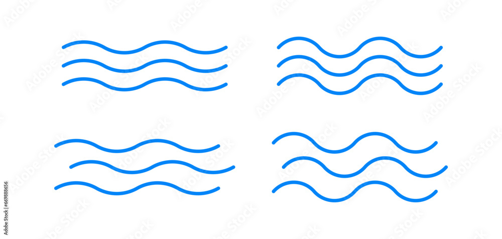 Water wave icon. Sea symbol. Ocean pattern signs. Liquid element ...