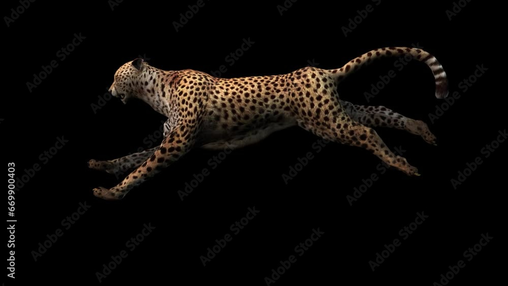 A cheetah running on black background with alpha channel included at ...