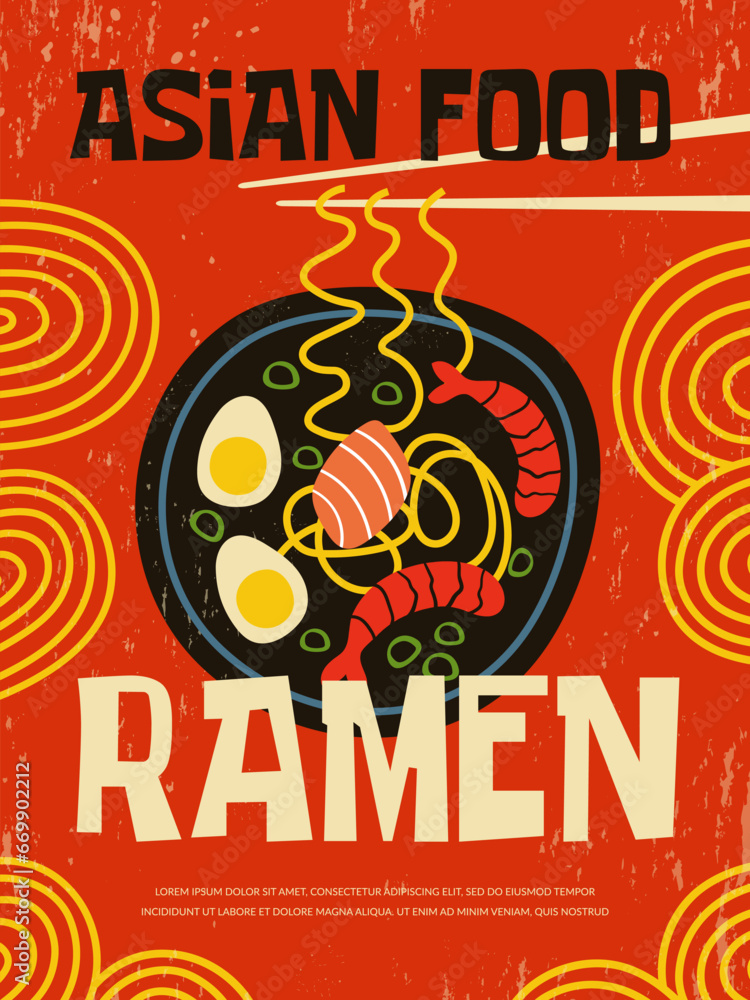Asian poster. Placard for asian menu restaurant template recent vector ...