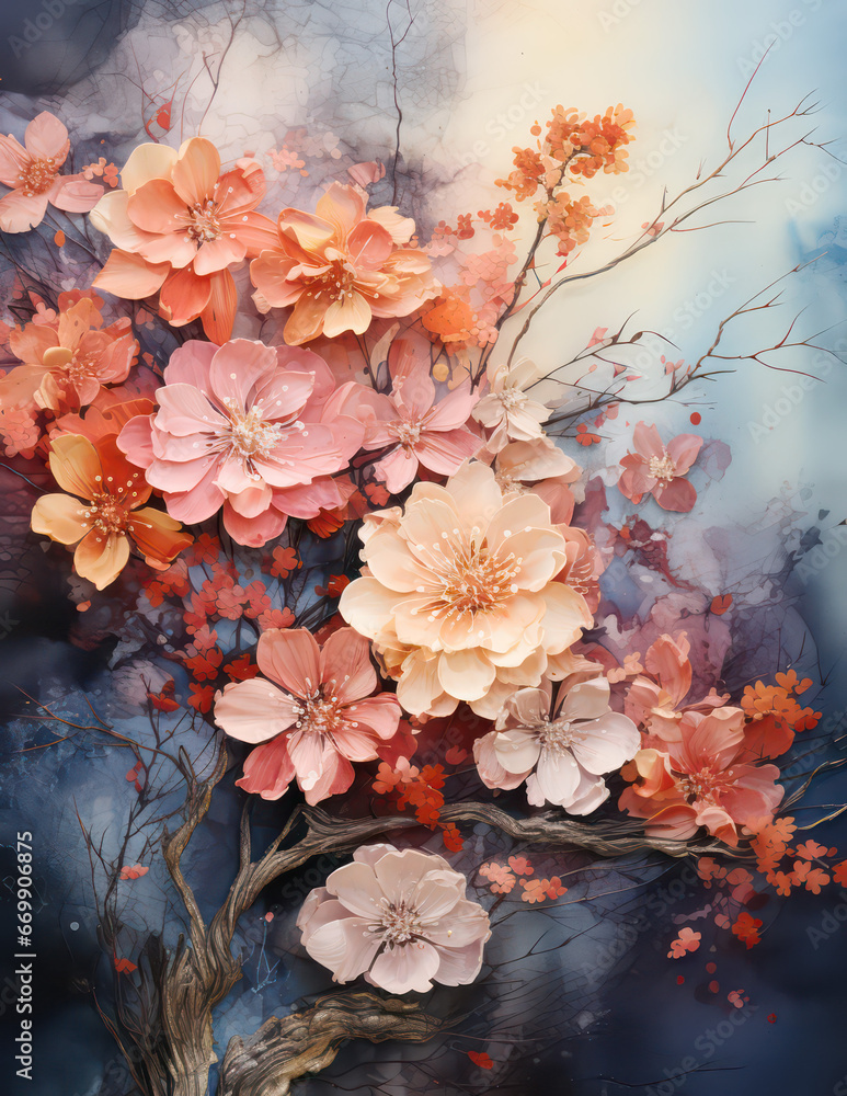 Flowers decor vintage junk journal page background, ai design Stock ...