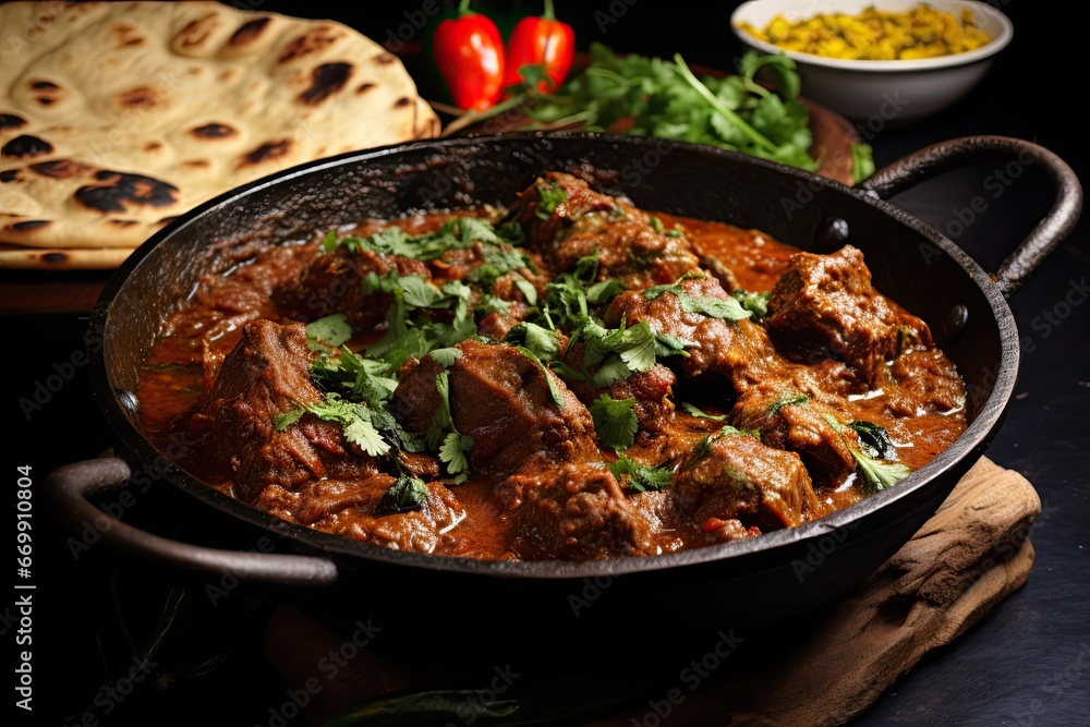 Pakistani lamb with North Indian curry, lamb gosht nirahi karahi kadai ...