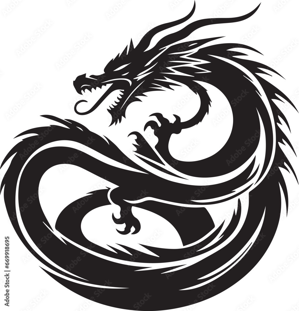 dragon EPS, dragon Silhouette, dragon Vector, dragon Cut File, dragon ...