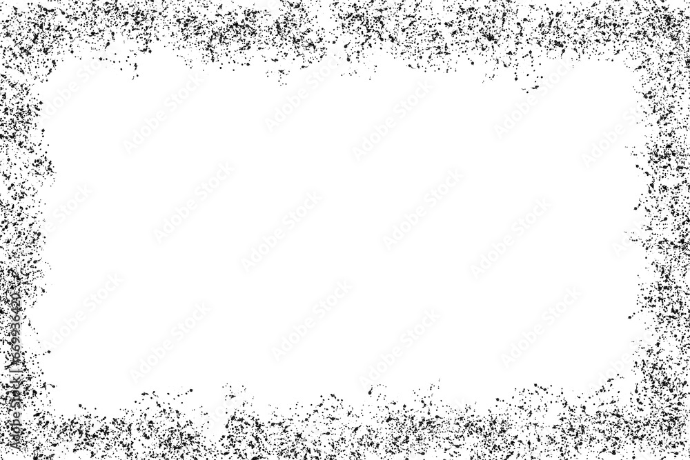 Frame sprayed with rough color blobs in black with transparent ...