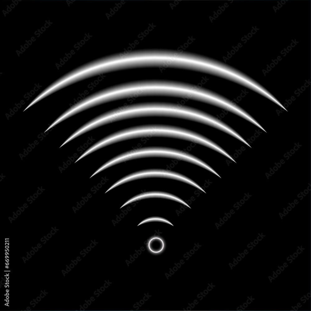 Wi-Fi light effect, white glowing signal sensor waves internet wireless ...