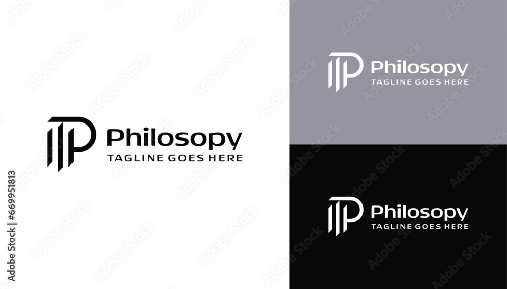 modern initial letter P with wealth diagram for investment and ...