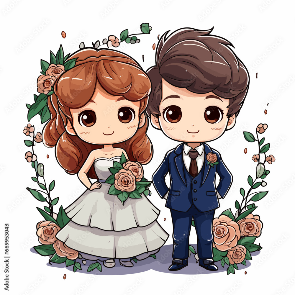 Wedding hand-drawn comic illustration. Wedding. Vector doodle style ...