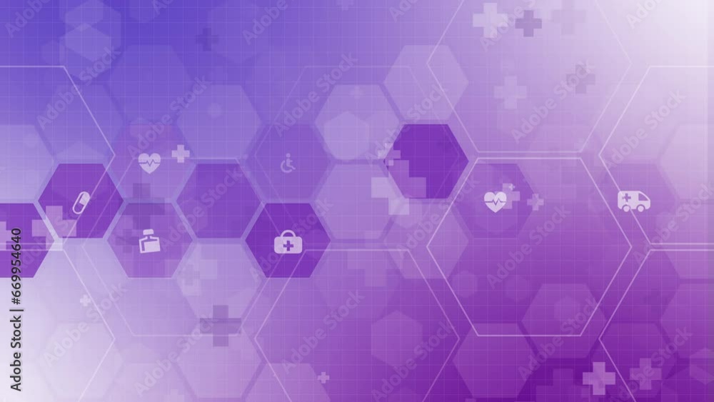 Animation of healthcare system icons. A screensaver of blinking ...