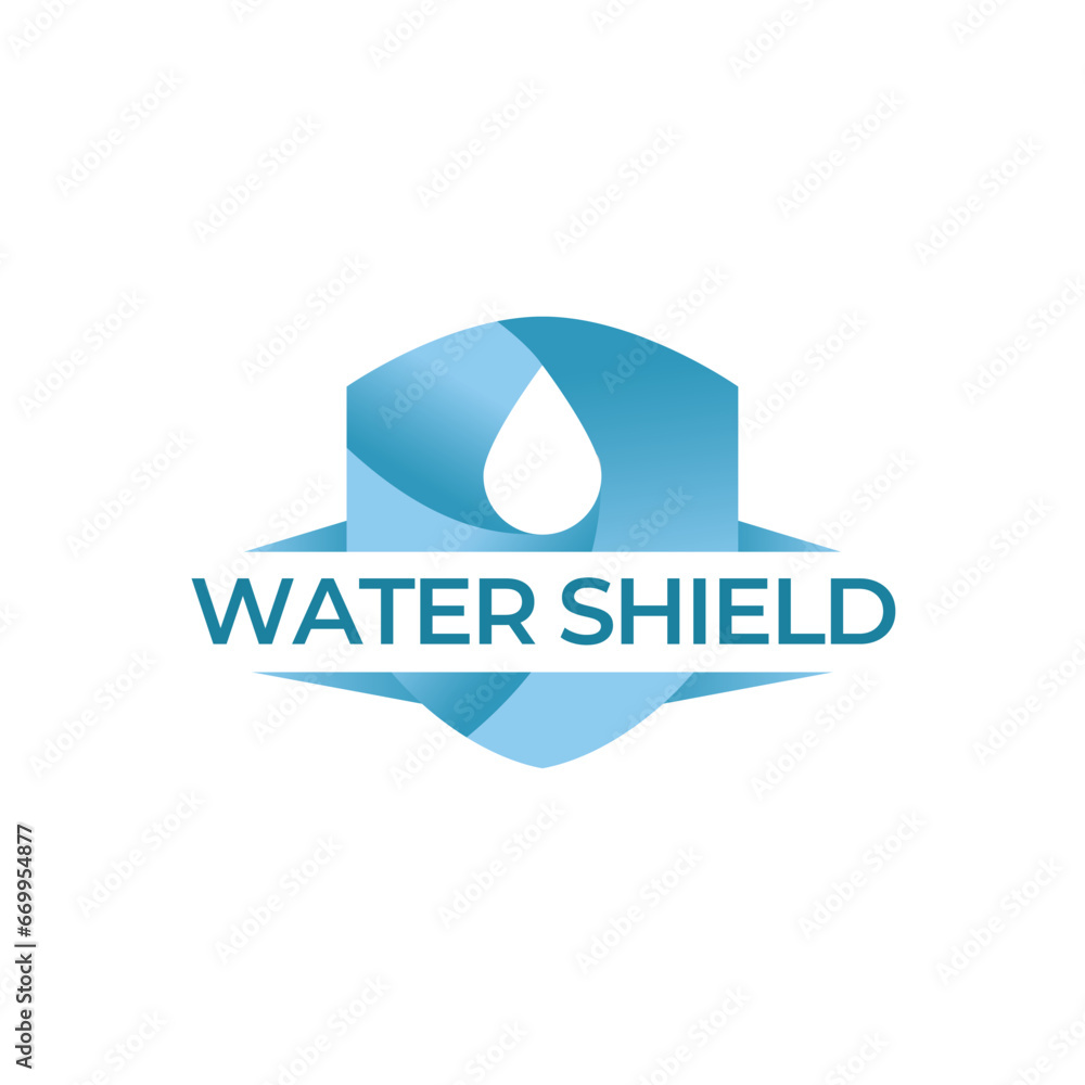 Water Shield logo design template isolated on white background Stock ...