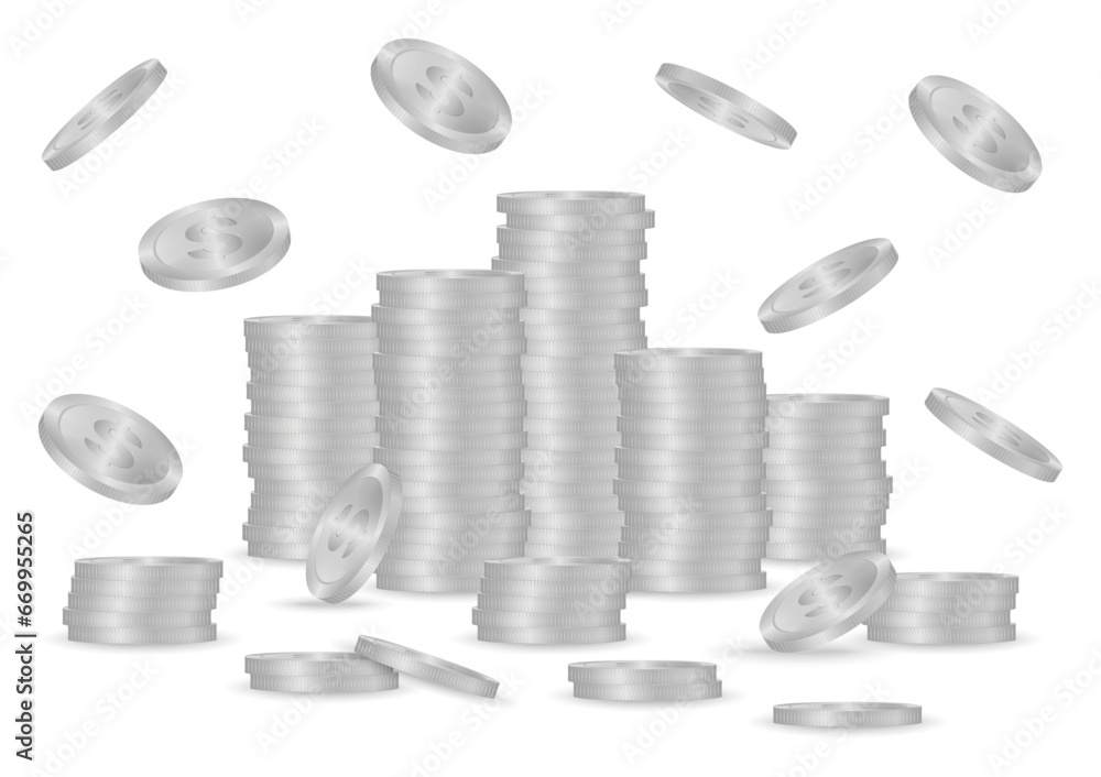 Silver Coin Stack. Stack of Coin. Pile of Silver Coin. Saving ...