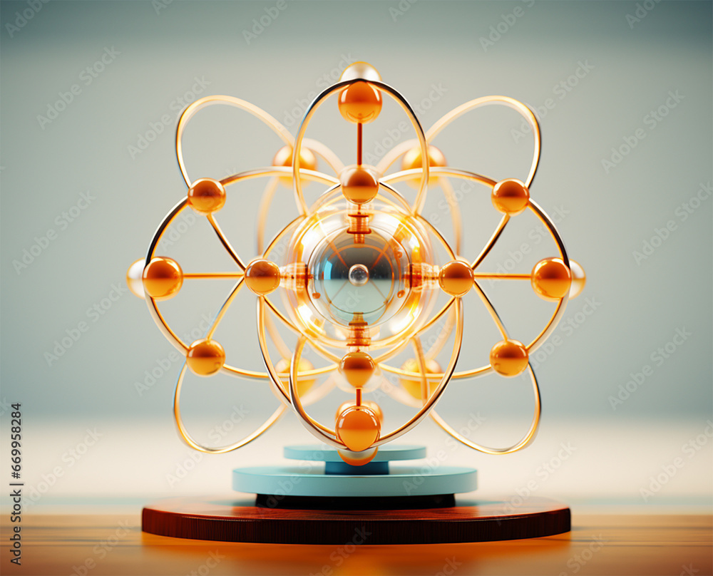 3d Rendering Symmetrical Atomic Model With Atoms Artistic Atomic