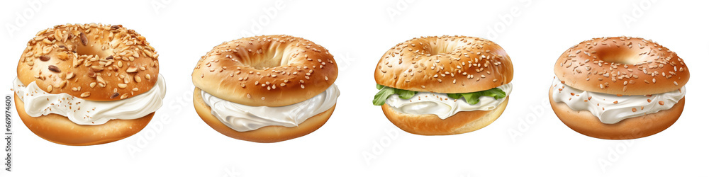 Bagel with Cream Cheese clipart collection, vector, icons isolated on ...