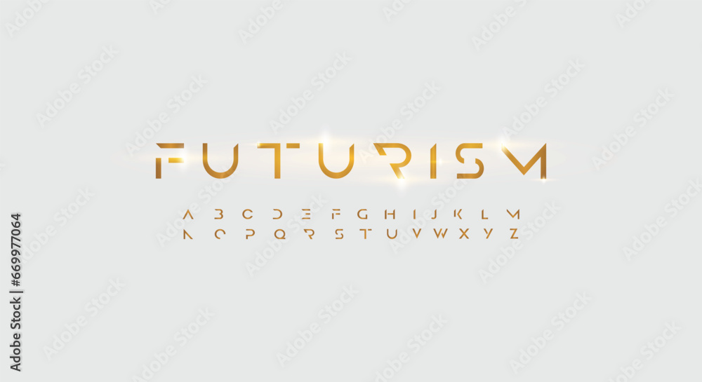 Futurism style alphabet. Thin segment line font, minimalist type for ...