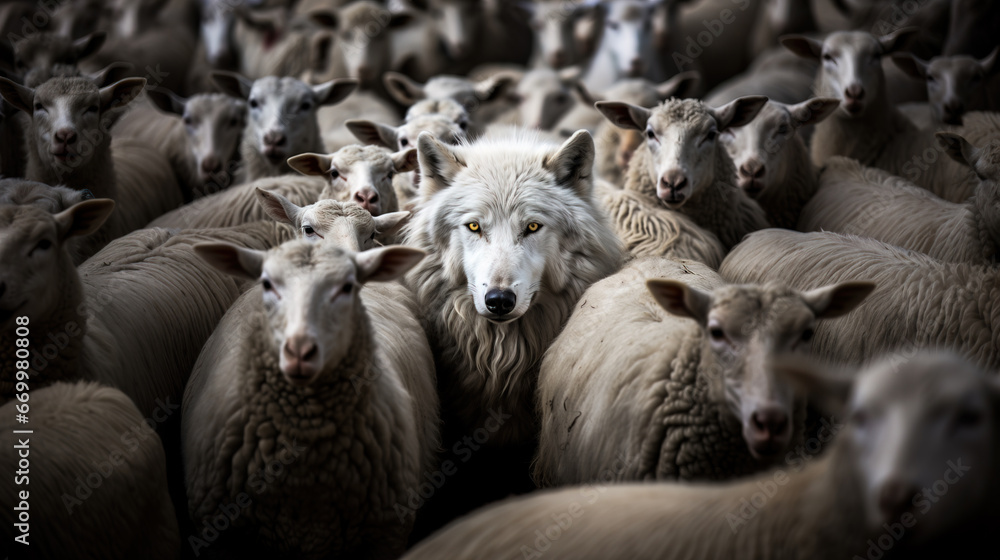 Foto de Wolf pretending to be a sheep concept do Stock | Adobe Stock