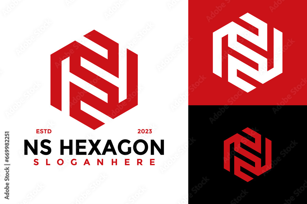 Simple Modern Letter SN Hexagon Logo design vector symbol icon ...
