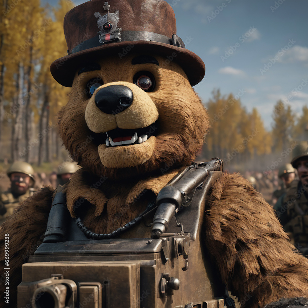 Ai generative image of freddy fazbear holding gun in hand Stock ...