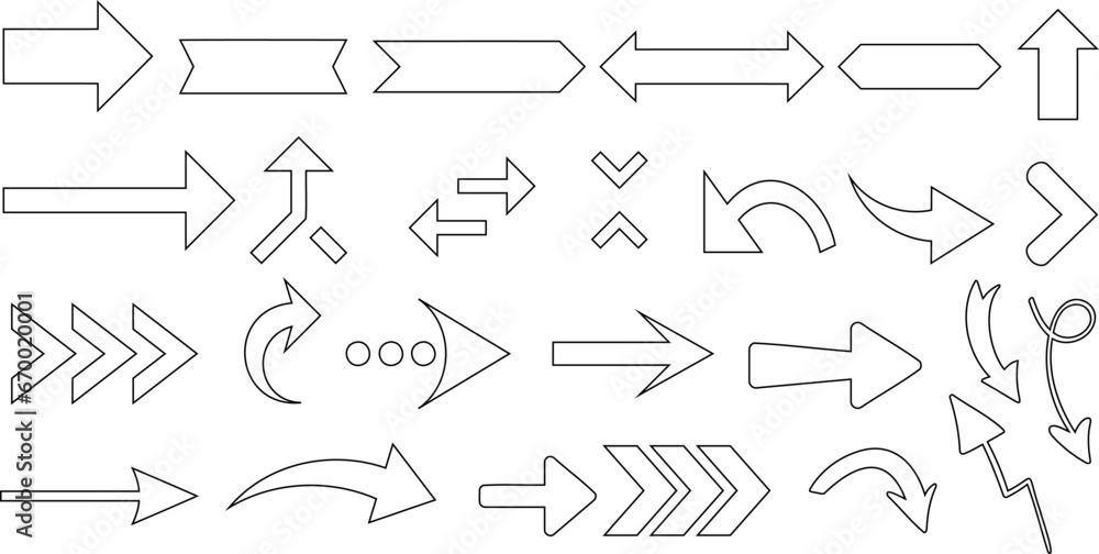 arrow icons vector illustration, showcasing diverse arrow designs ...