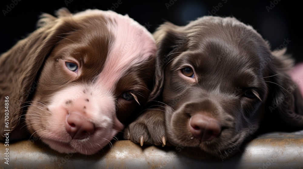 Beautiful Lazy Springer Spaniel Snuggles Pink, Background Image ...
