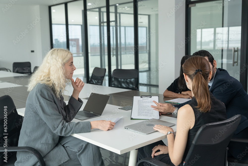 Business concept and job interviews, businessman asking of job ...