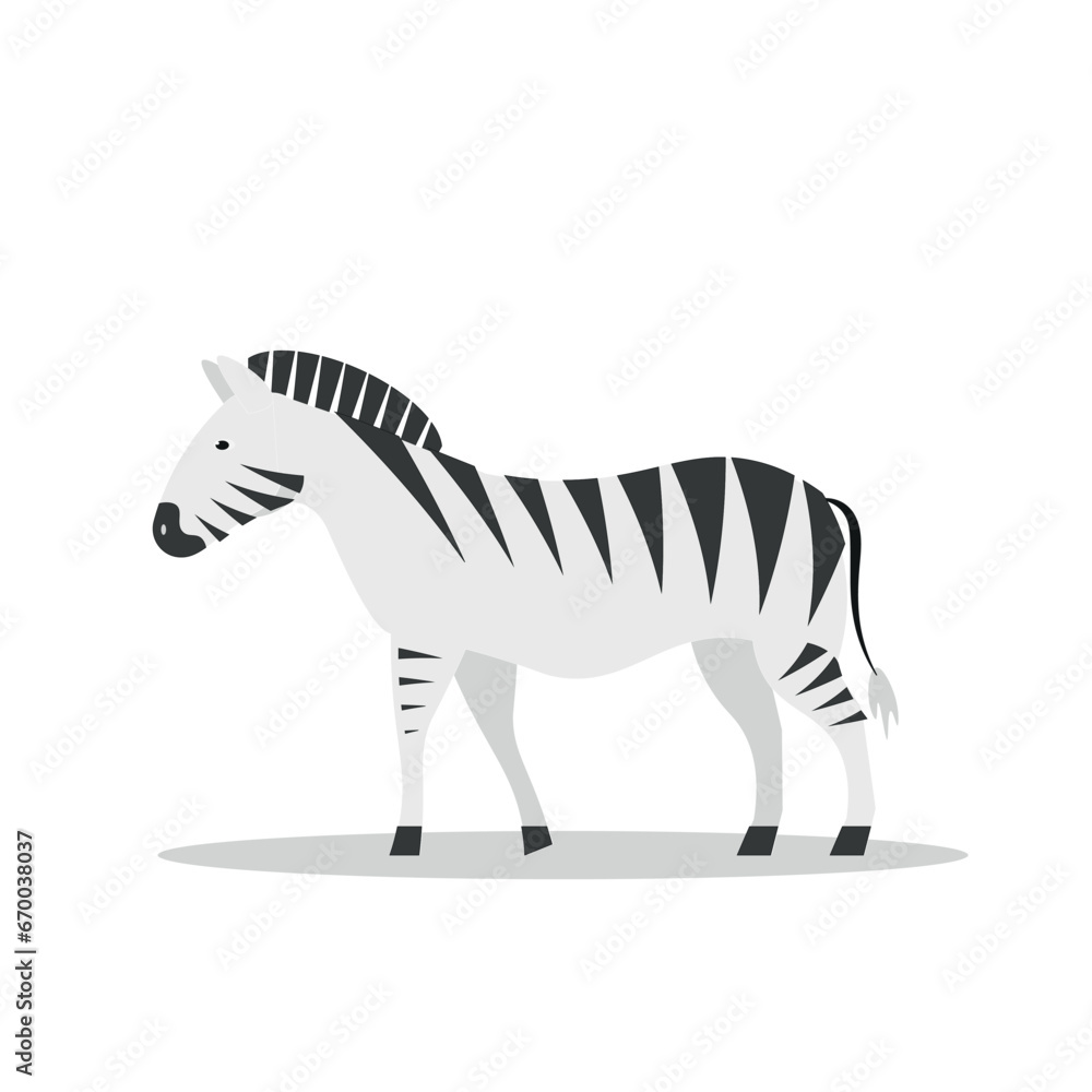 Vector zebra. Standing. Side view. Flat illustration. Suitable for ...