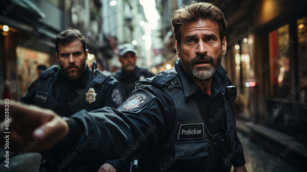 Two multiracial police officers target suspects Police use weapons to ...