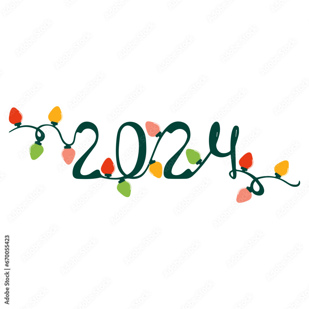 2024 typography logo design concept. Happy new year 2024 logo design ...