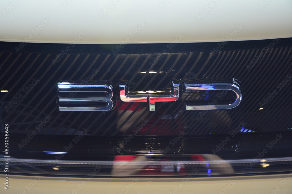 Byd emblem at Philippine electric vehicle summit in Pasay, Philippines ...
