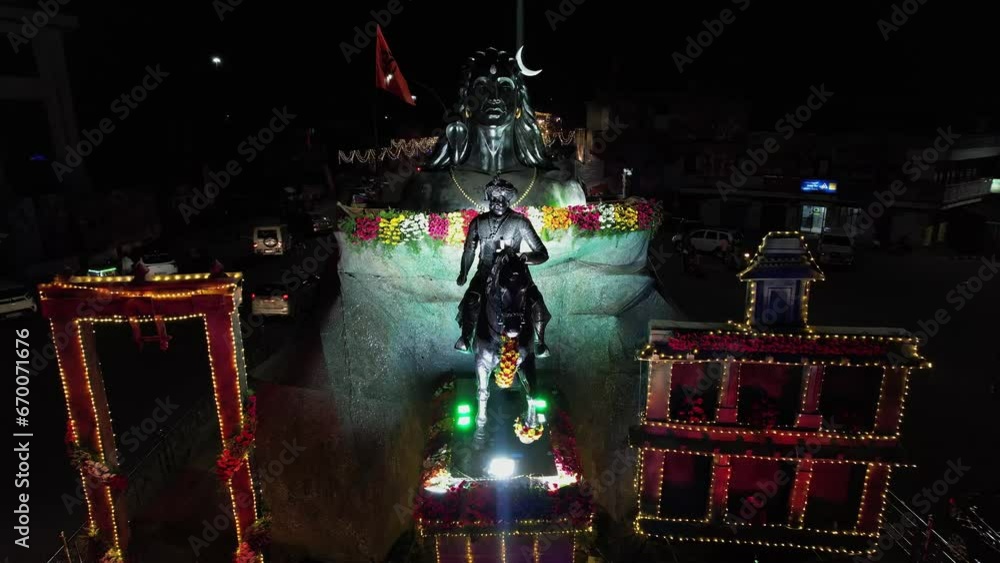 Aerial view of the statue of shiva or Adiyogi and freedom fighter ...
