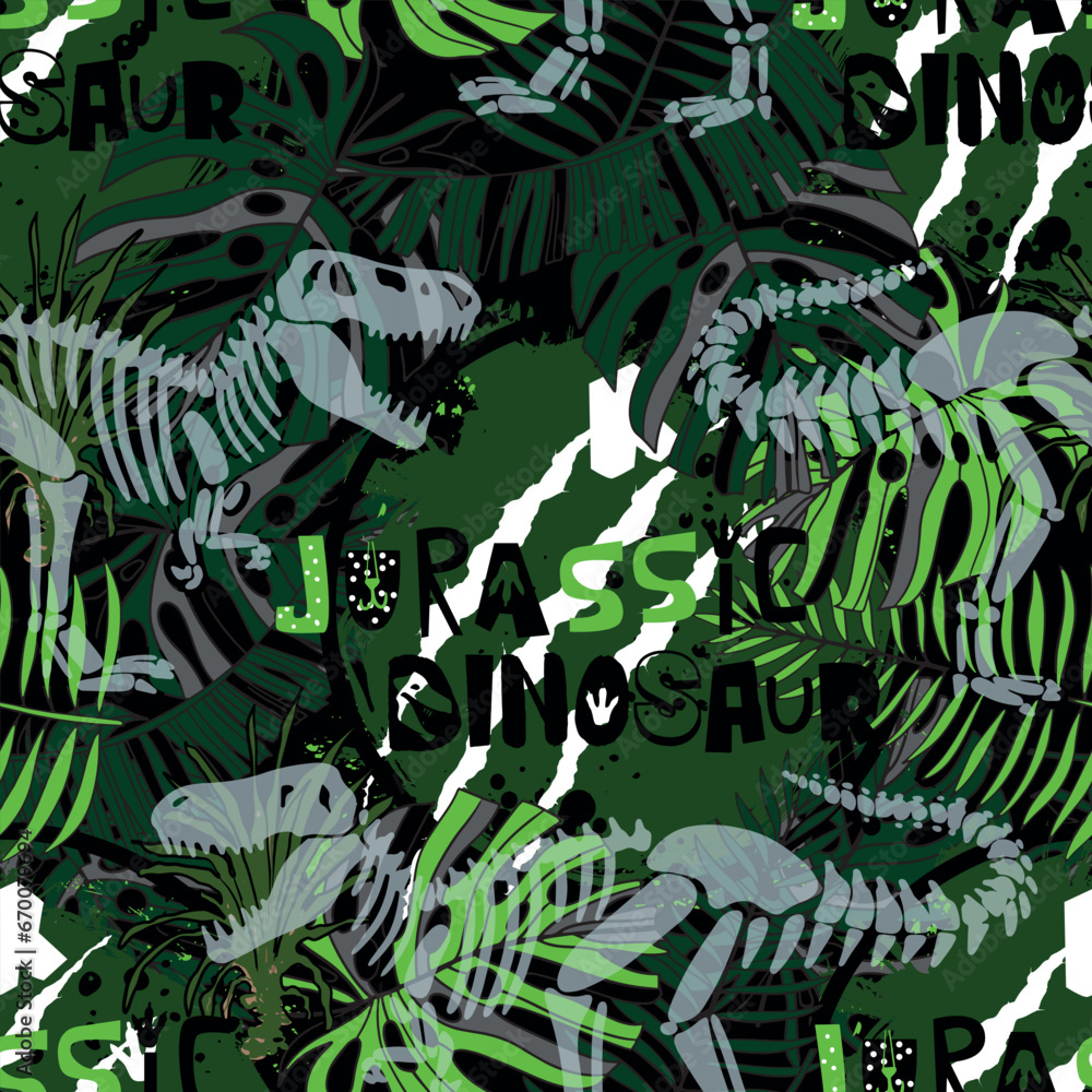 Seamless pattern with dinosaur . Original design with t-rex, dinosaur ...